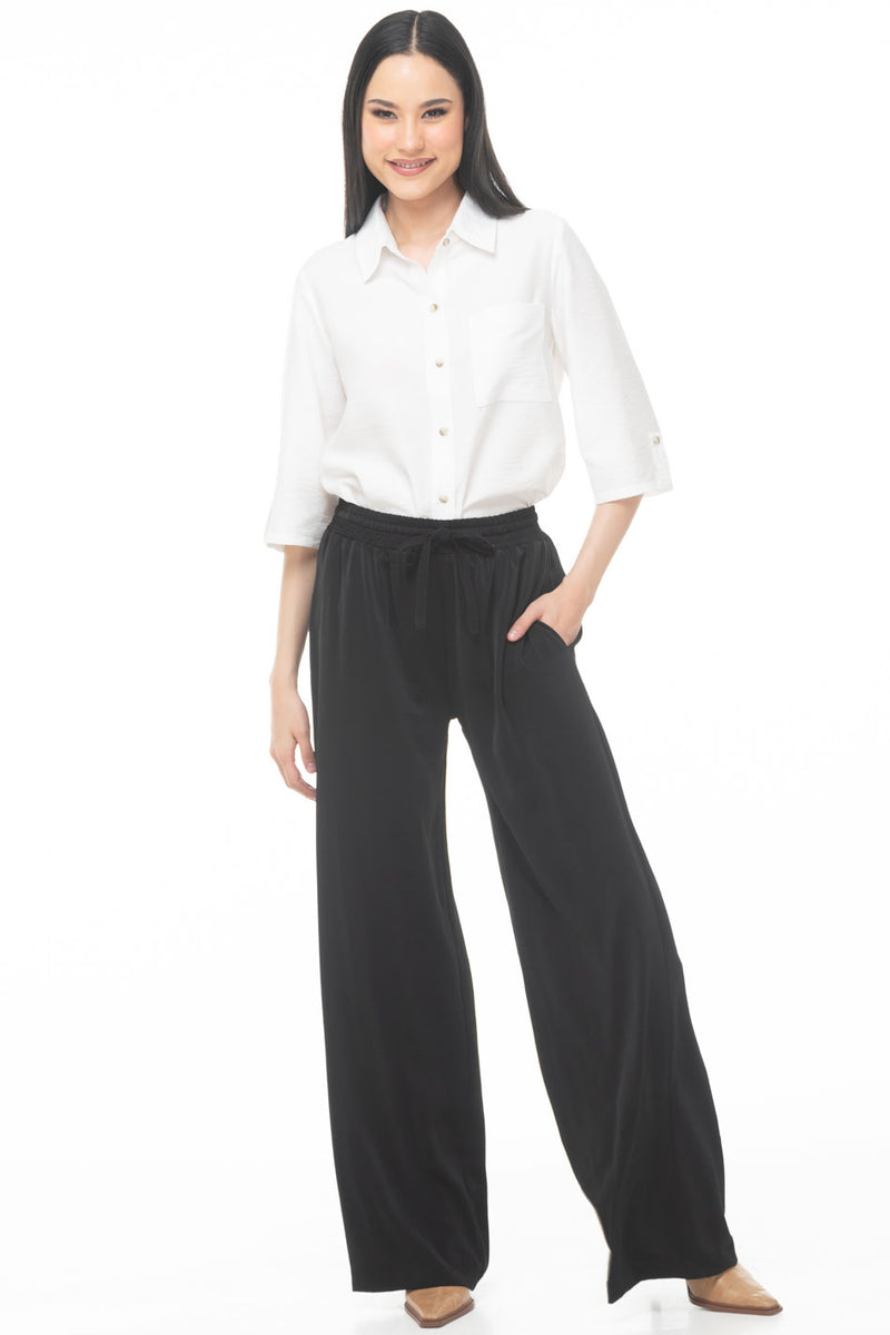 VD3809:2508:Pantalon Pierna Recta Liso Largo Cintura Media Con Elastic ...